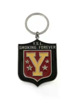 Saint Laurent Smoking Forever Enamelled Keychain - Black
