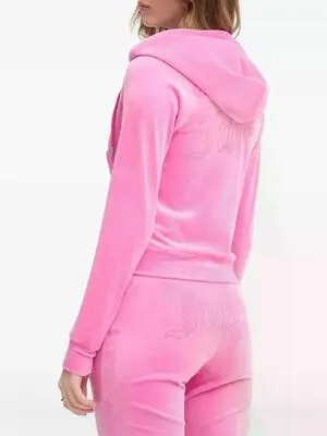 Juicy Couture Rhinestone Embellished Velour Zip-up Hoodie