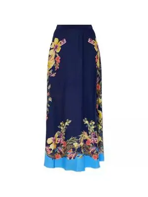 Etro Floral-print Silk Skirt - Blue