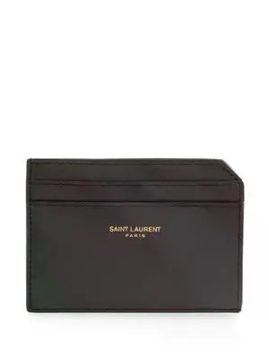 Saint Laurent Open Card Case In Two-tone Smooth Leather - Brown
