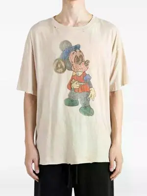 SAITOS 1940s Mickey Graphic-print Distressed T-shirt