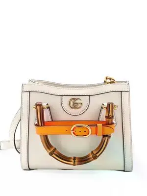 Gucci Diana Nm Bamboo Handle Tote Leather Mini Crossbody Bag - White