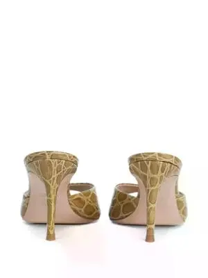 Roberto Festa Crocodile-embossed Leather Heeled Sandals - Green