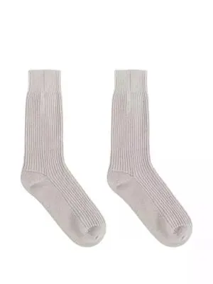 LISA YANG Ribbed Cashmere Socks - Neutrals