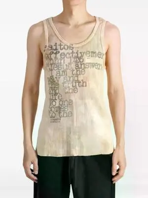 SAITOS Faded Effect Slogan Print Vest