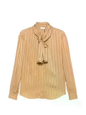 Saint Laurent Striped Pussy-bow Blouse - Neutrals