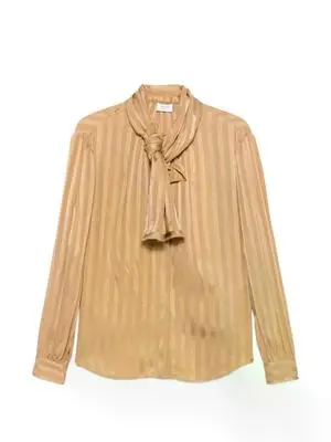 Saint Laurent Striped Pussy-bow Blouse - Neutrals