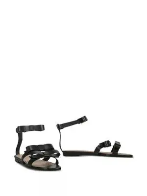 Red Valentino Bow-detail Ankle-strap Flat Sandals - Black