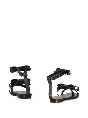Red Valentino Bow-detail Ankle-strap Flat Sandals - Black