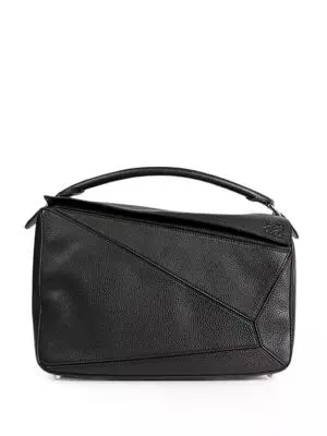 Loewe Large Puzzle Bag In Supple Grained Calfskin - Black