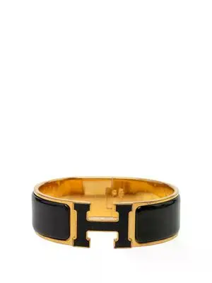 Hermès Enamel And Gold-plated Metal Clic Clac H Bracelet - Black