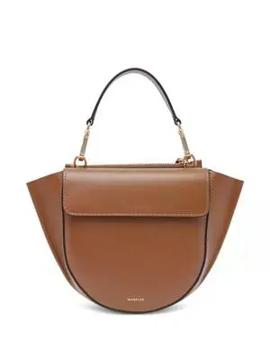 WANDLER Mini Hortensia Leather Clutch Bag - Brown