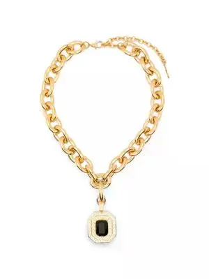 Alessandra Rich Crystal-embellished Curb-link Necklace - Gold