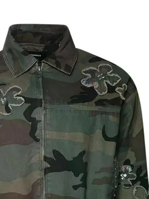NAHMIAS Crystal-embellished Floral Patch Bomber Jacket