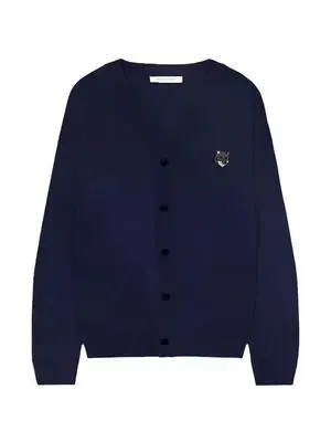 Maison Kitsuné Logo-patch V-neck Cardigan - Blue