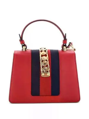 Gucci Sylvie Top Handle Bag Leather Mini Satchel - Red