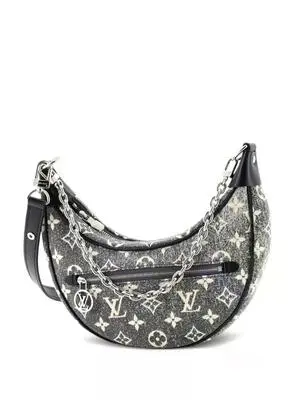 LOUIS VUITTON Louis Vuitton Monogram Jacquard Denim Loop Hobo Bag Black