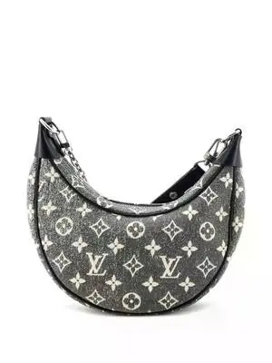 LOUIS VUITTON Monogram Jacquard Denim Loop Hobo Bag - Black
