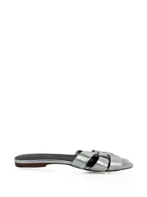 Saint Laurent Tribute Woven Slides - Silver