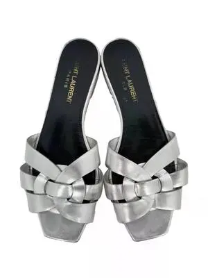 Saint Laurent Tribute Woven Slides - Silver