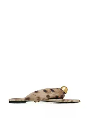 VANDA NOVAK Florence Leopard-print Sandals - Neutrals