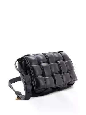 Bottega Veneta Cassette Padded Maxi Intrecciato Leather Crossbody Bag - Black