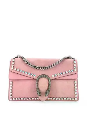 Gucci Dionysus Bag Crystal Embellished Suede Small Shoulder Bag - Pink
