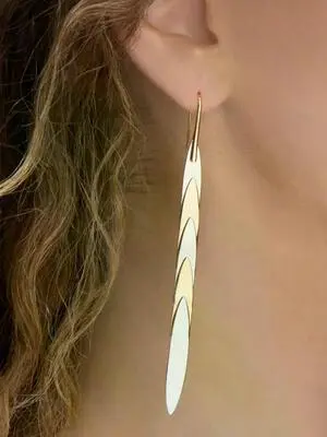 JENNIFER FISHER Long Feather Drop Earrings