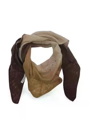 MIRROR IN THE SKY Bandana Dégradé Cashmere Scarf - Brown