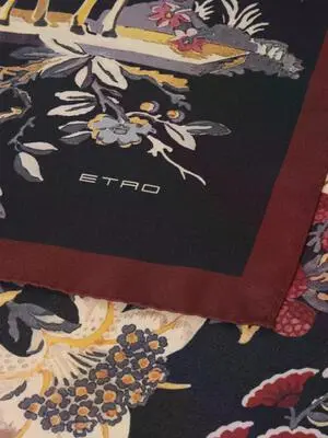 Etro Silk Twill Scarf With Floral Paisley Motif - Blue