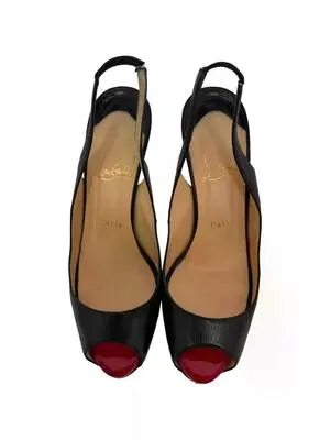 CHRISTIAN LOUBOUTIN Peep Toe Platform Slingback Pumps