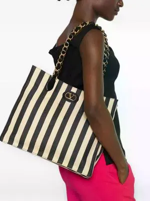 Valentino Garavani Vlogo Signature Striped Tote Bag