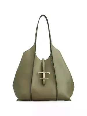 TOD'S T Timeless Shopping Bag In Leather Small - Green