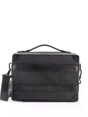LOUIS VUITTON Handle Soft Trunk Bag Monogram Taurillon Leather Crossbody Bag - Black