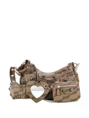 Balenciaga Le Cagole Giant Studs Bb Monogram Coated Canvas Shoulder Bag