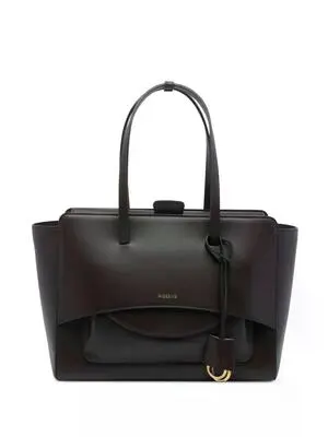 HIDESINS Medium Flap Flip-top Leather Tote Bag - Brown
