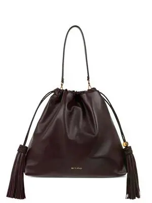 Etro Large Leather Kalispera Bag With Tassels - Brown