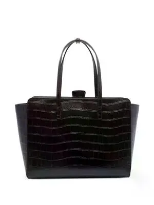 HIDESINS Medium Flap Croc-effect Patent Leather Tote Bag - Brown