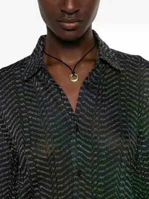 Missoni Long Sleeve Chevron Knit Shirt - Blue