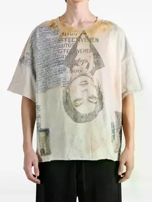 SAITOS Graphic-print Raw-cut T-shirt