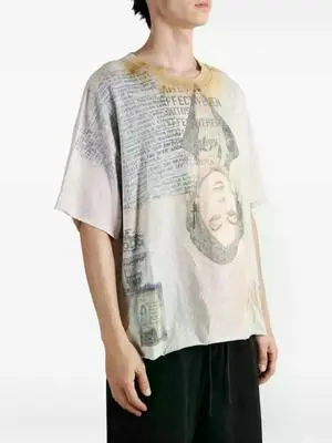 SAITOS Graphic-print Raw-cut T-shirt