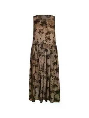 UMA WANG Sleeveless Floral-print Midi Dress - Neutrals