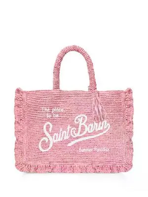 MC2 SAINT BARTH Mini Voalnt Fringed Raffia Tote Bag