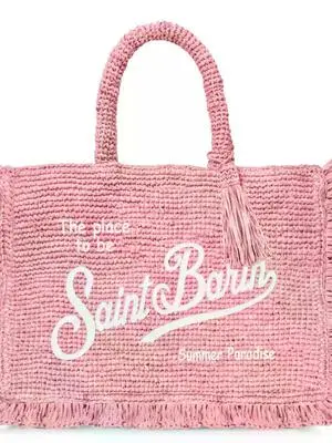 MC2 SAINT BARTH Mini Voalnt Fringed Raffia Tote Bag
