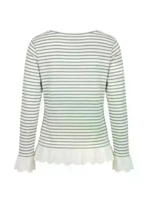 MOLLY BRACKEN Striped Lace-trim T-shirt - White
