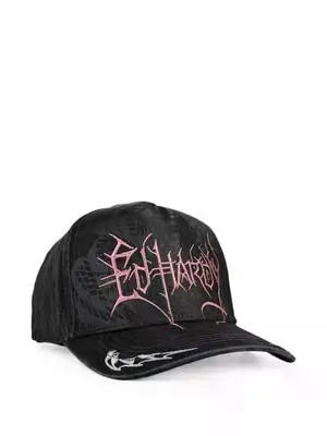 Ed Hardy Cyber Logo Satin Trucker Hat - Black