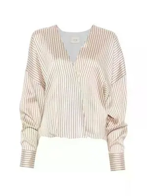 ALYSI Vertical-stripe Long-sleeve Blouse