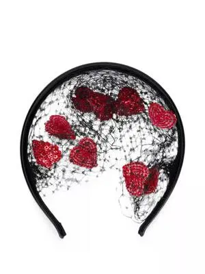 Red Valentino Sequin-heart Mesh Headband