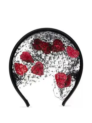 Red Valentino Sequin Heart Mesh Headband