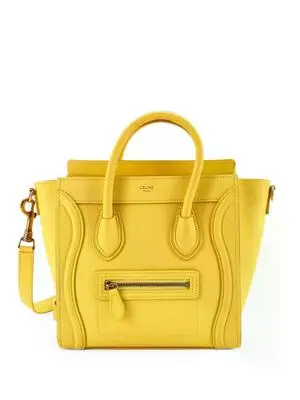 Celine Luggage Bag Grainy Leather Nano Crossbody Bag - Yellow